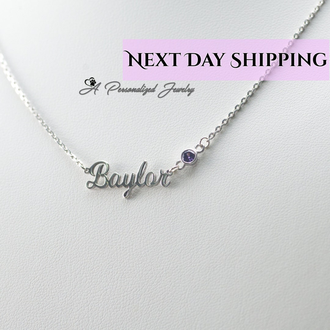 Birthstone Name Necklace, Personalized Name Necklace, Mothers Name ...