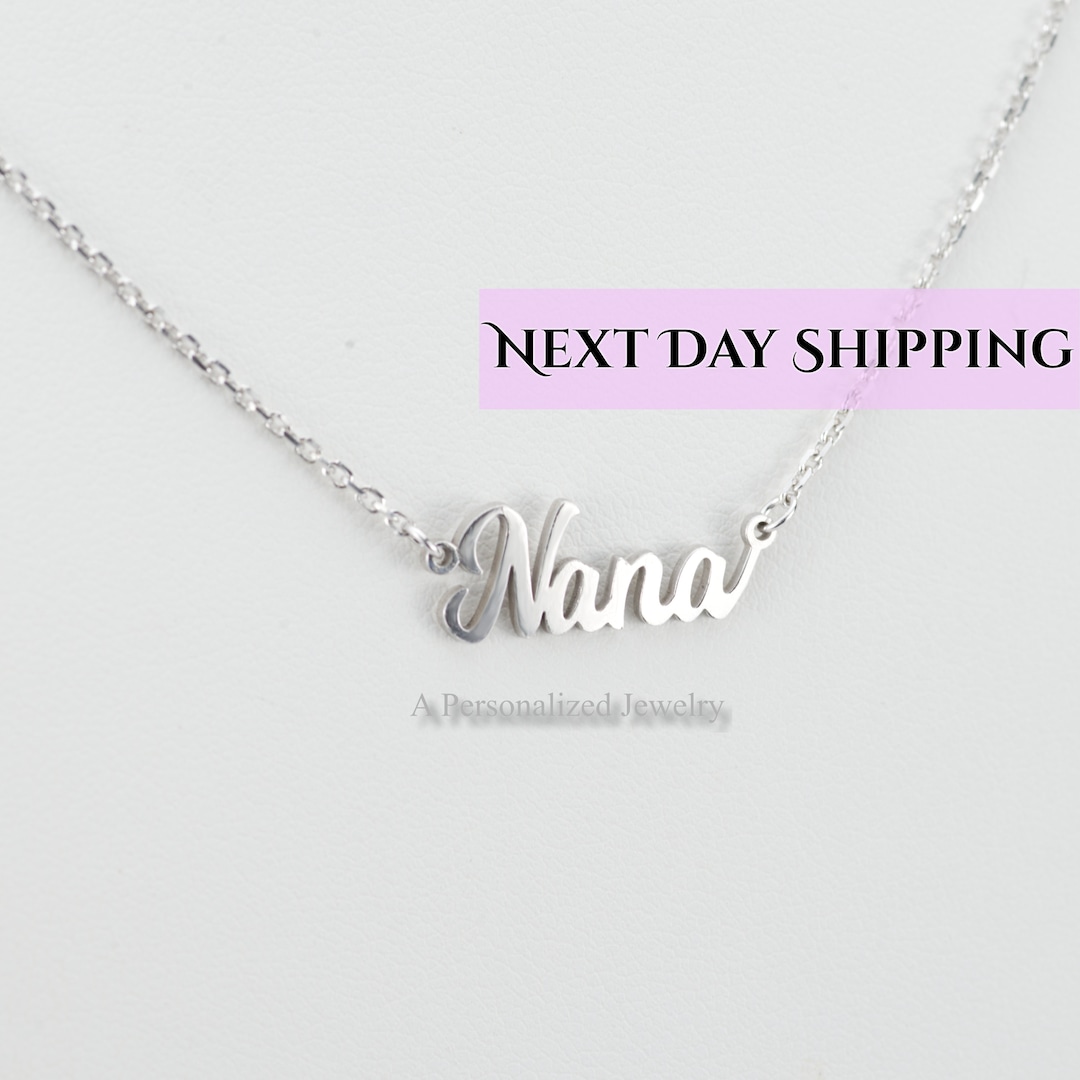 Dainty Nana Necklace in Sterling Silver, Gold, Nana Necklace, Gift for ...