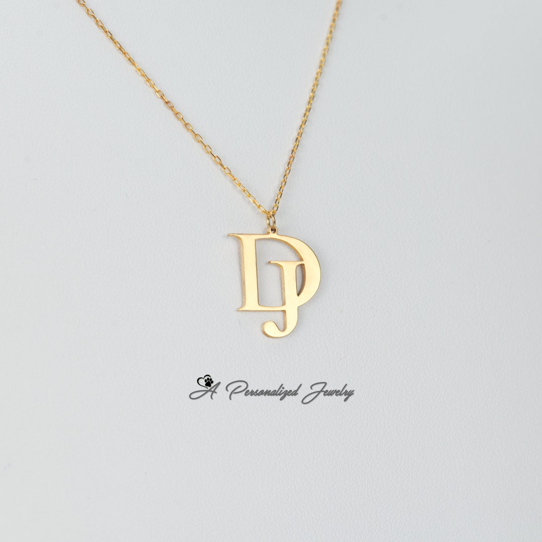 Two Initials Necklace, Double Letters Pendant , Mothers Necklace , Gold ...