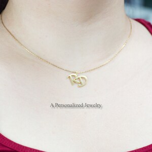 Two Initials Necklace, Double Letters Pendant , Mothers Necklace , Gold ...