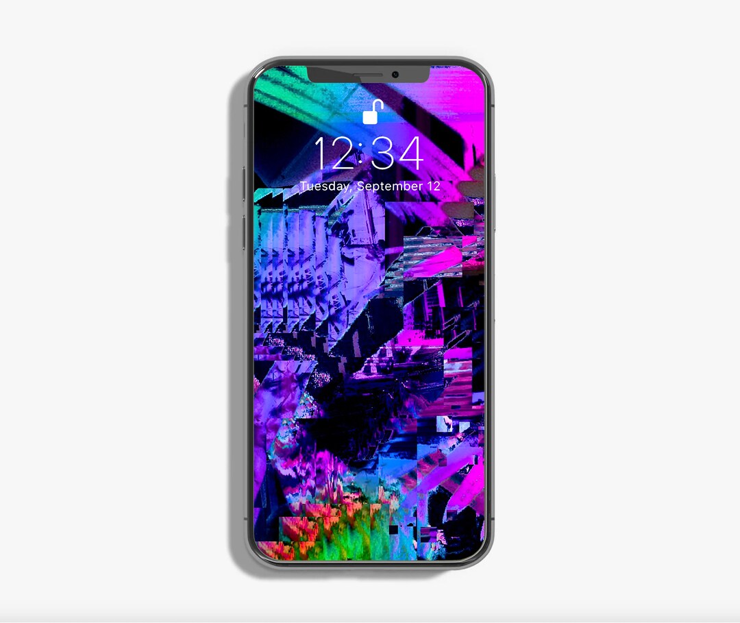 Colorful Glitch Art Phone Screen Wallpaper - "sized Bytez" - Etsy