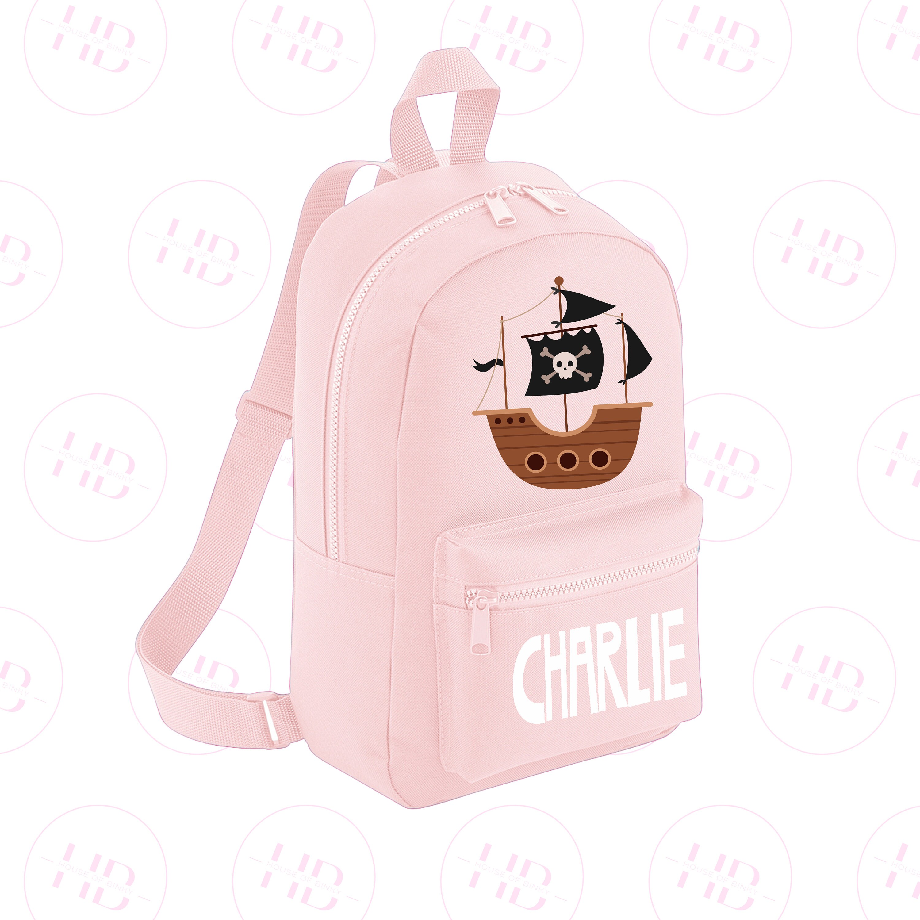 Personalised Pirate Ship Backpack With Custom Name - Customised Bags ...