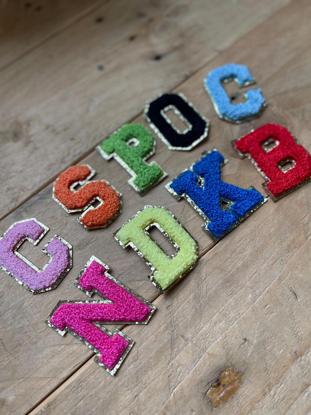 5.5cm Coloured Chenille Letter Fluffy Patches Personalise Your Own ...