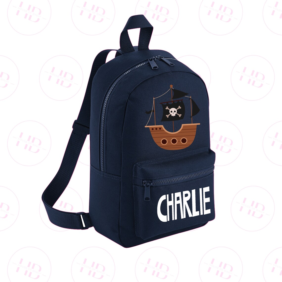 Personalised Pirate Ship Backpack With Custom Name - Customised Bags ...