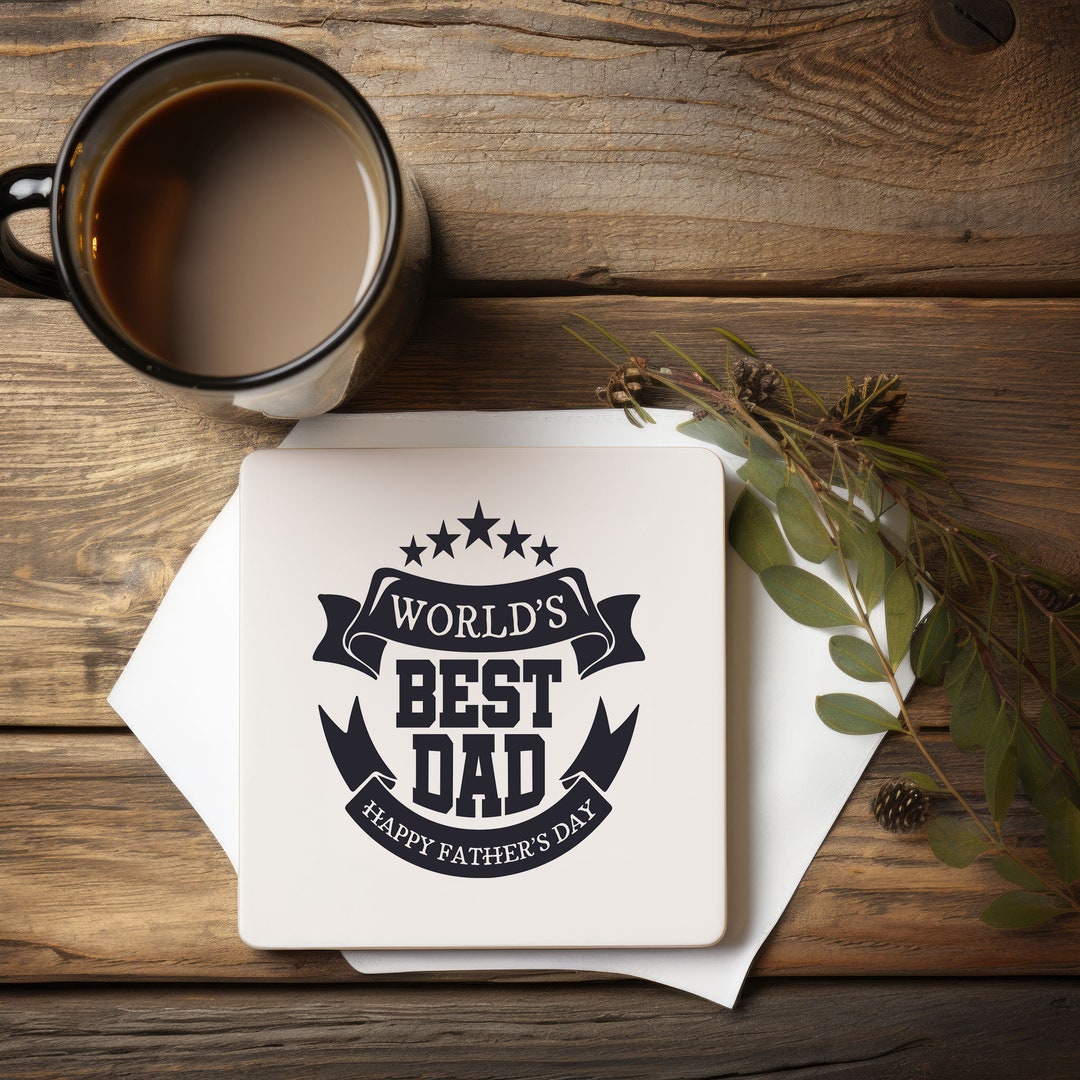 Worlds Best Dad Coaster - Cute Art - Fun Personalised Gift Father's Day ...