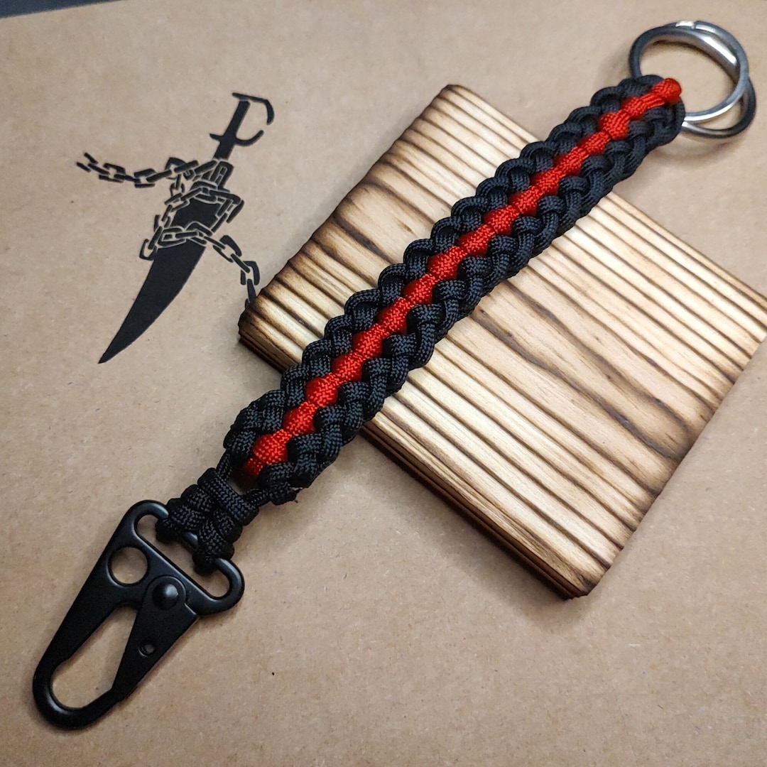Thin Red Line Paracord Keychain Redline Carry Handle Tactical Lanyard ...