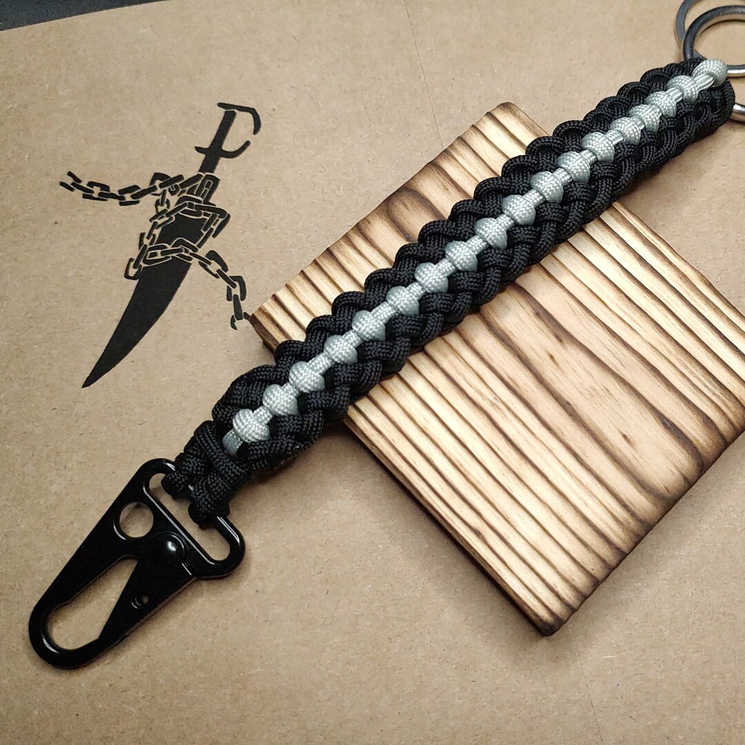 Thin Grey Line Paracord Keychain - Carry Handle - Tactical Duty ...