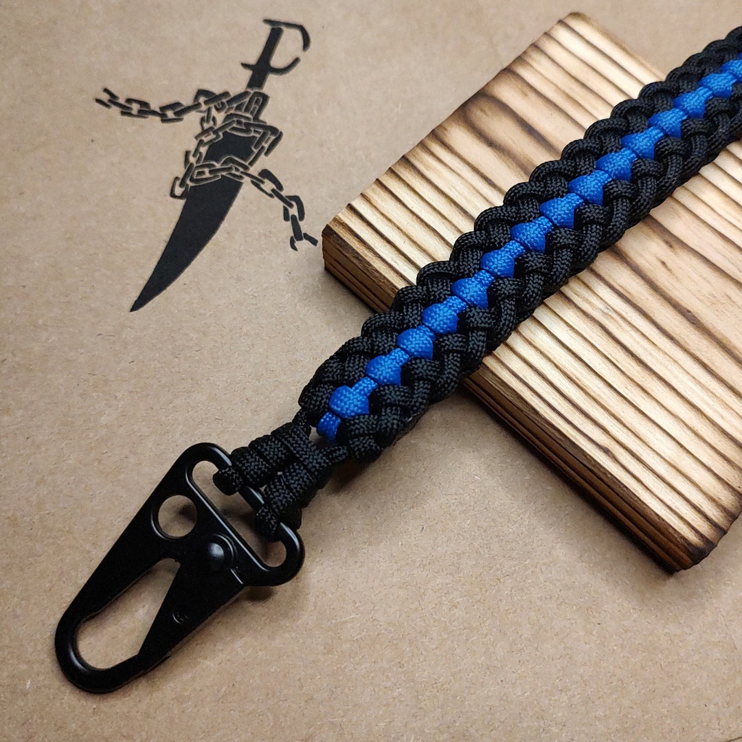 Thin Blue Line Paracord Keychain Blueline Carry Handle Tactical Lanyard ...