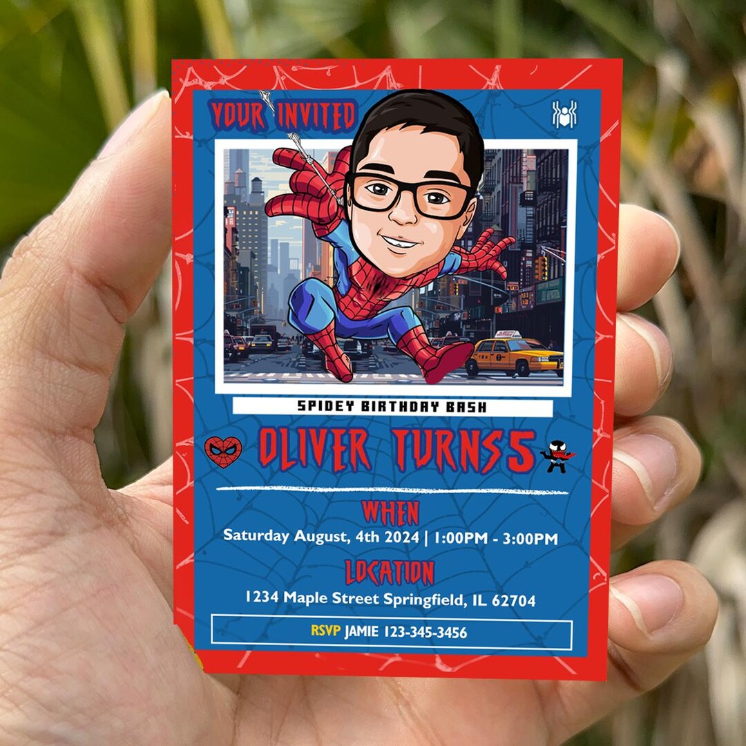 Spiderman Birthday Card, Editable Pokemon Spidermancard Invitation ...