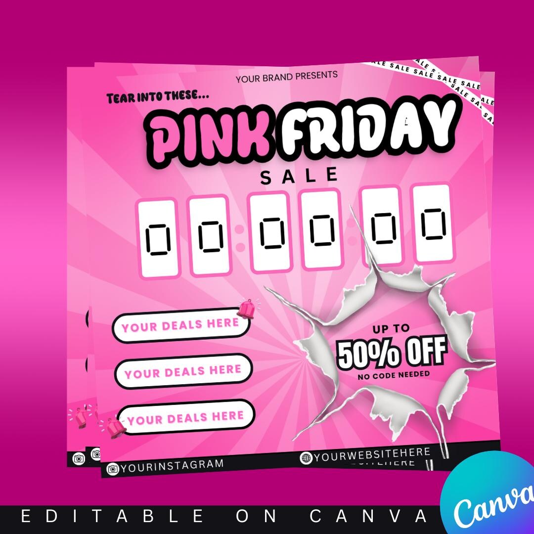 Pink Friday Sale Flyer, Editable Canva Template, Instagram - Etsy