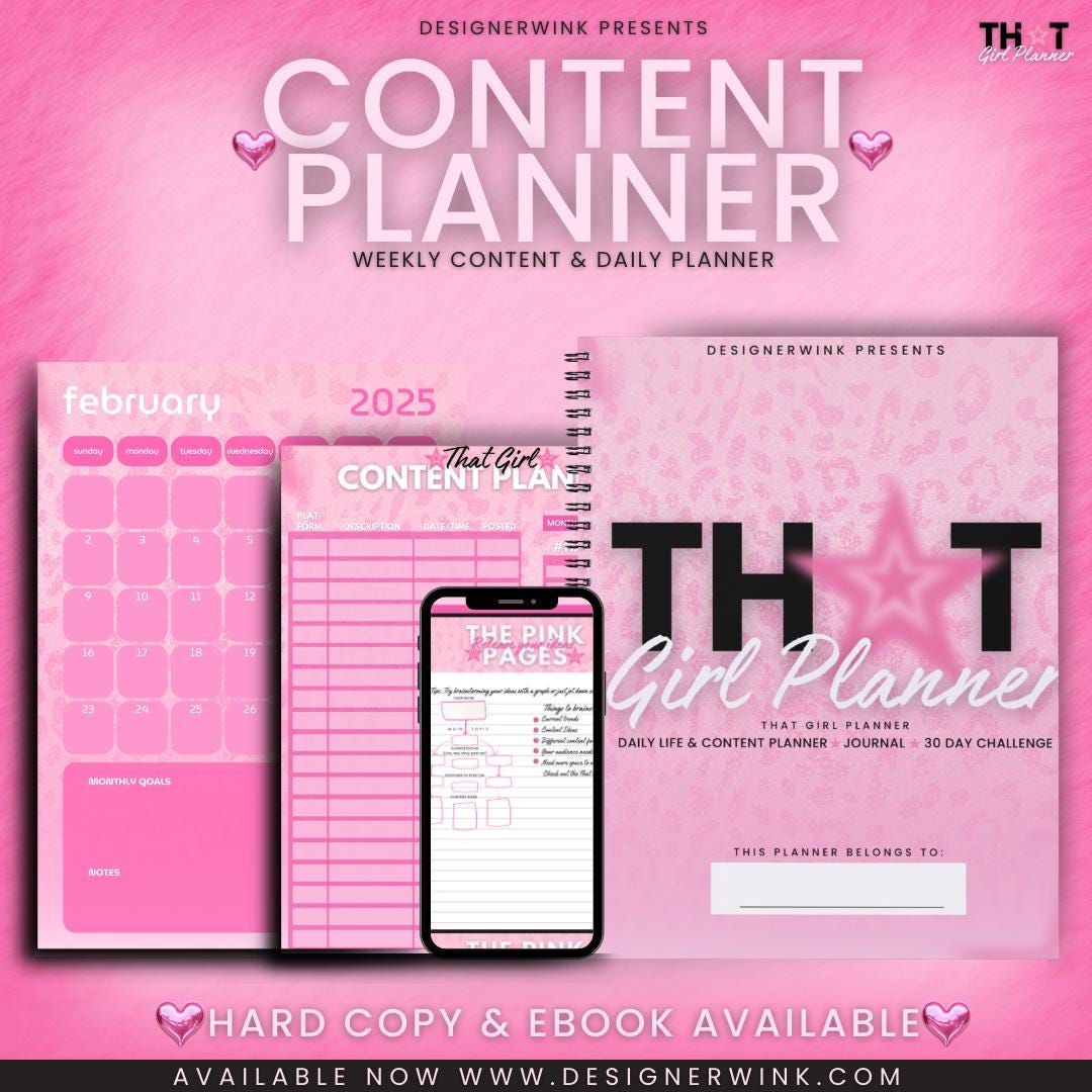 Digital Planner, Content Planner, Influencer, Calendar, Social ,12 Month Dateless Digital ...