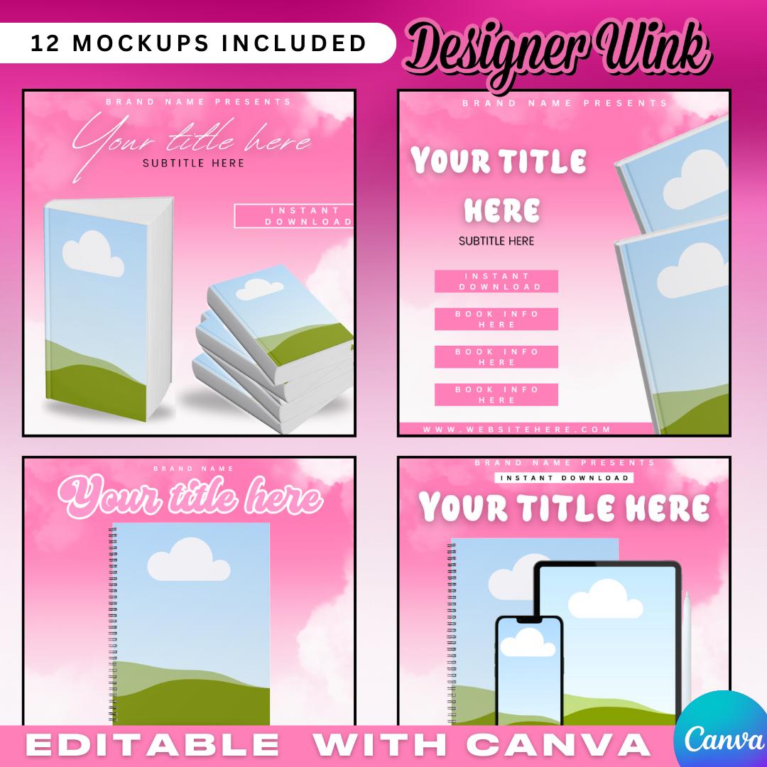 Ebook Mockup Templates, Canva Editable Book Mockups (digital Download ...