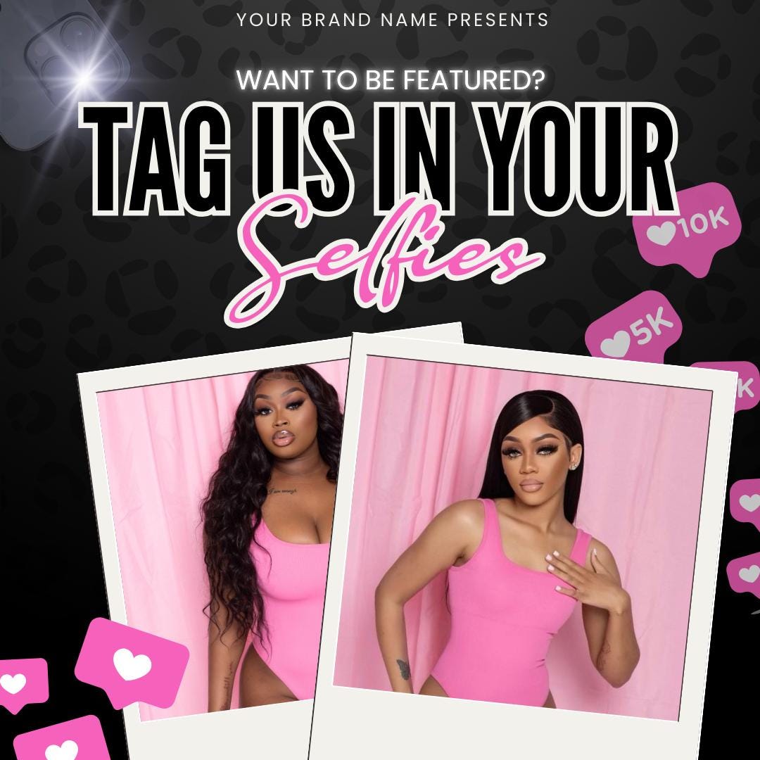 Canva Editable Selfie Flyer, Pink Flyer, We Love Selfies Flyer, Tag Us ...