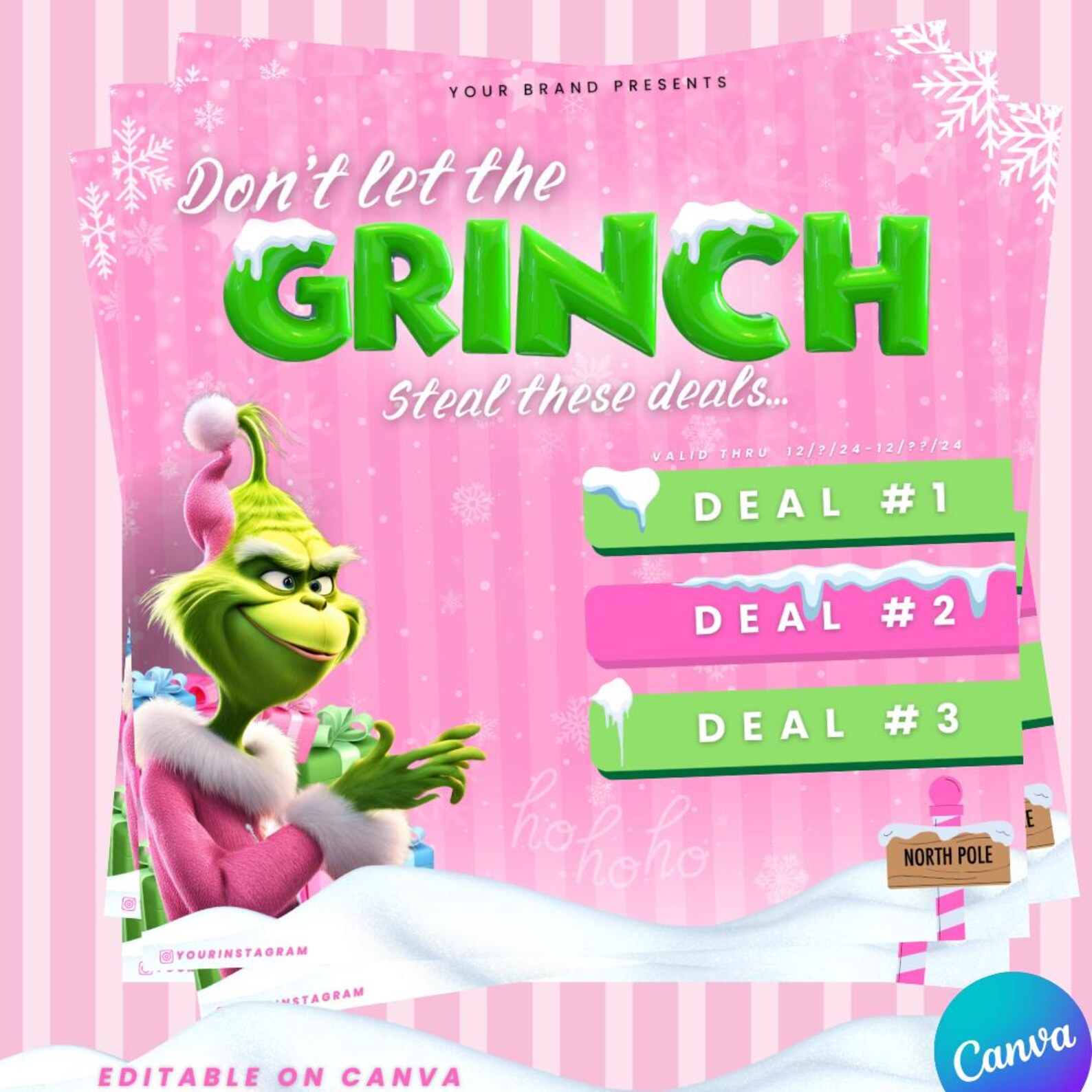 GRINCH FLYER Christmas Sale Flyer, DIY Flyer Design Template, Social ...