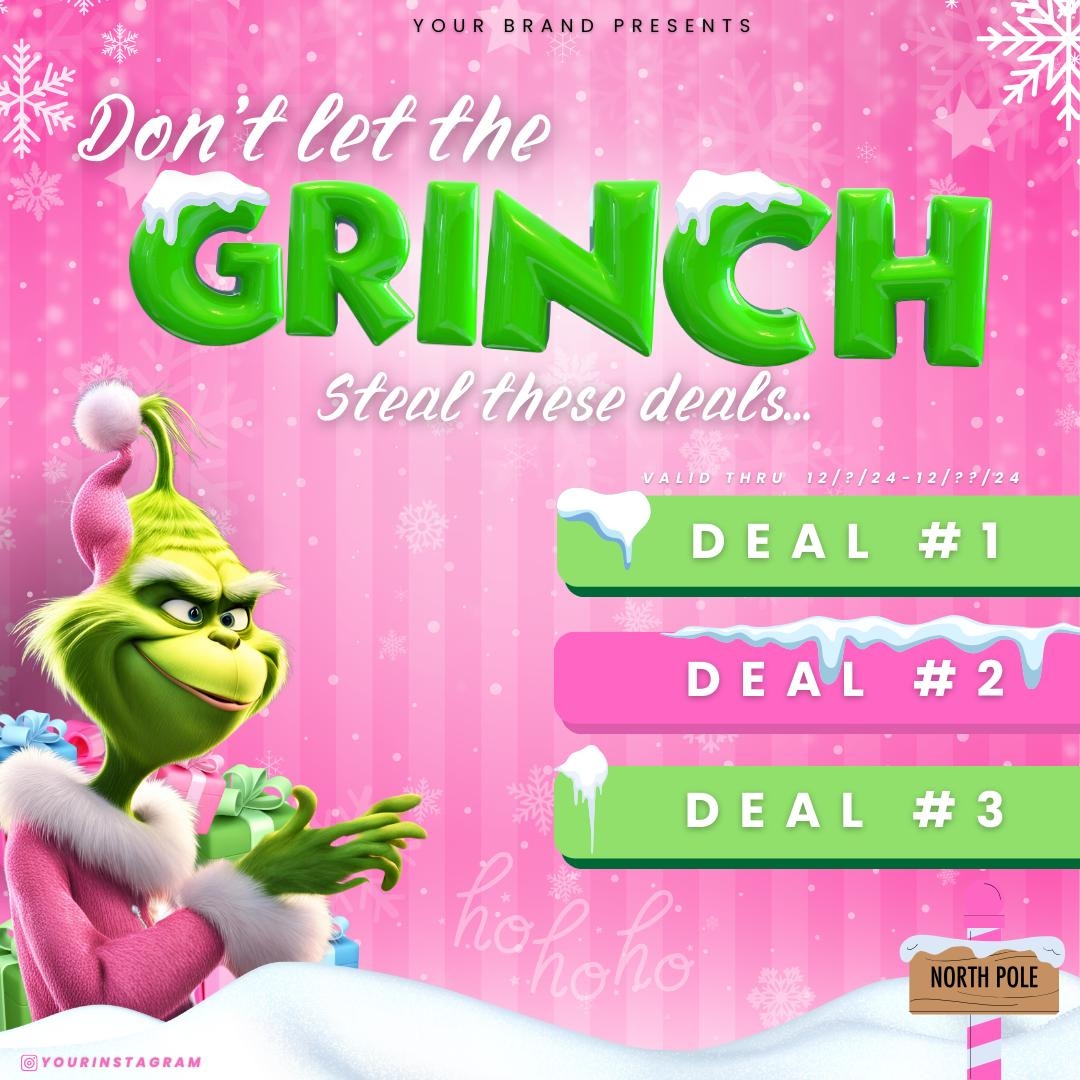 GRINCH FLYER Christmas Sale Flyer, DIY Flyer Design Template, Social ...