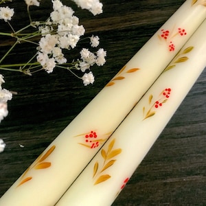 Set of 2 Hand Painted Taper Candles Autumn Taper Candles - Etsy