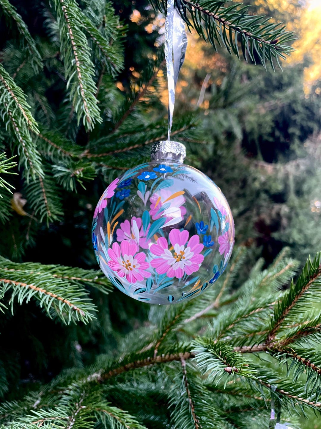 Hand Painted Clear Glass Ornament 3", Personalized Holiday Ornaments ...