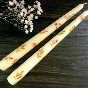 Set of 2 Hand Painted Taper Candles Autumn Taper Candles - Etsy