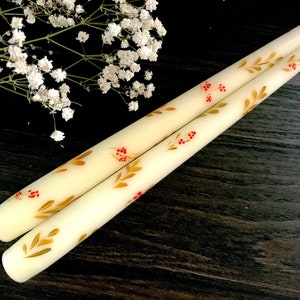 Set of 2 Hand Painted Taper Candles Autumn Taper Candles - Etsy