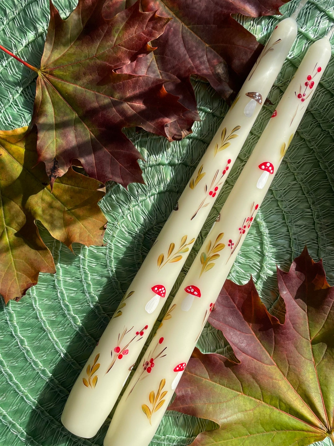 Hand Painted Thanksgiving Taper Candles: Fall Table Decor, Set of 2 - Etsy