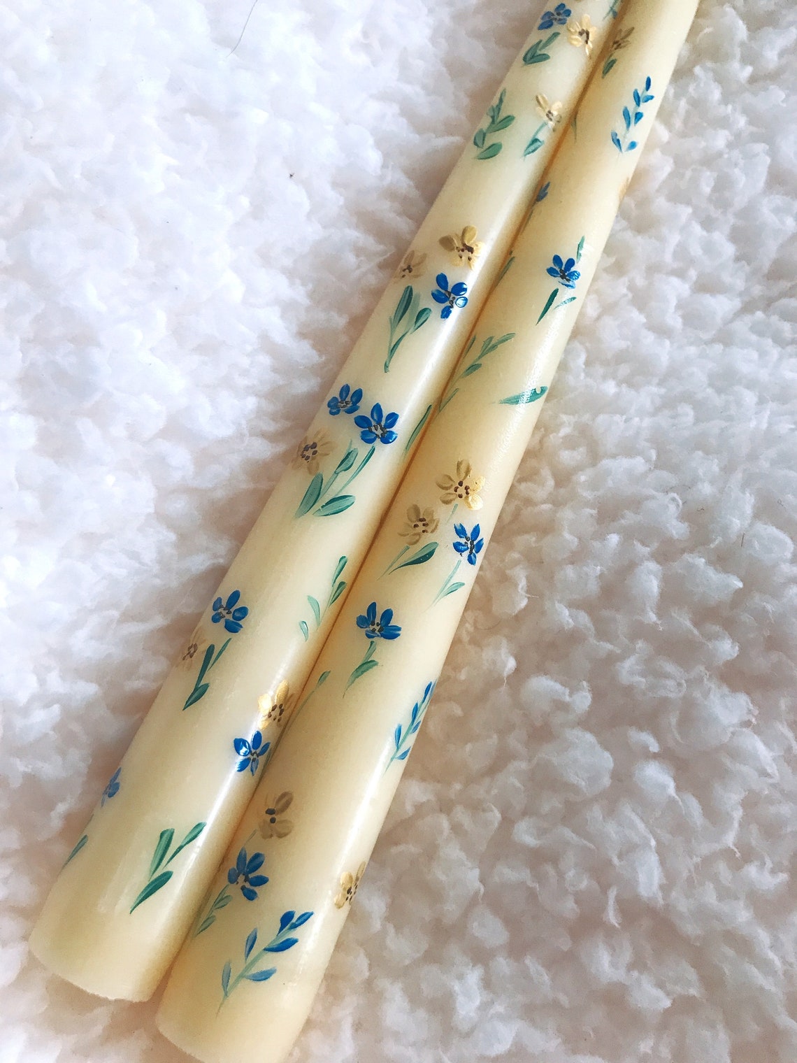 Set of 2 Hand Painted Taper Candles Floral Taper Candles - Etsy