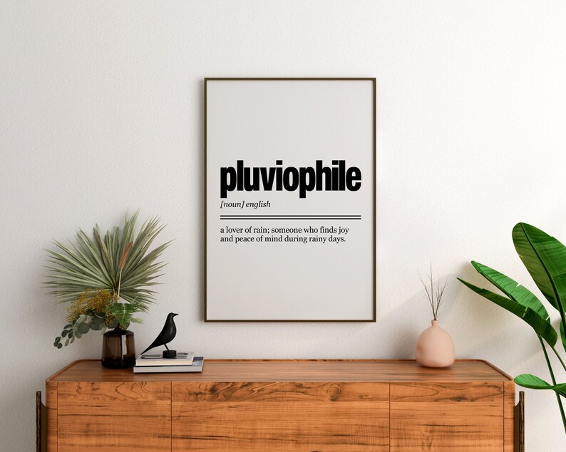 Pluviophile Word Definition Print | Art Print | Word Definition Poster ...