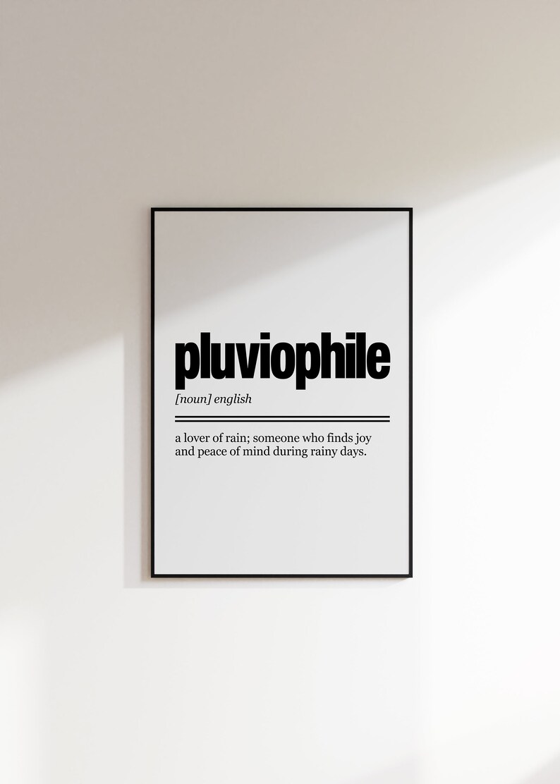 Pluviophile Word Definition Print | Art Print | Word Definition Poster ...