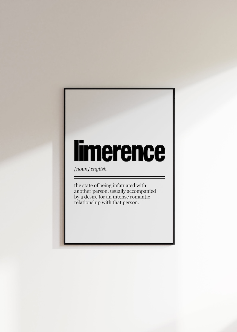 Limerence Word Definition Print | Art Print | Word Definition Poster ...