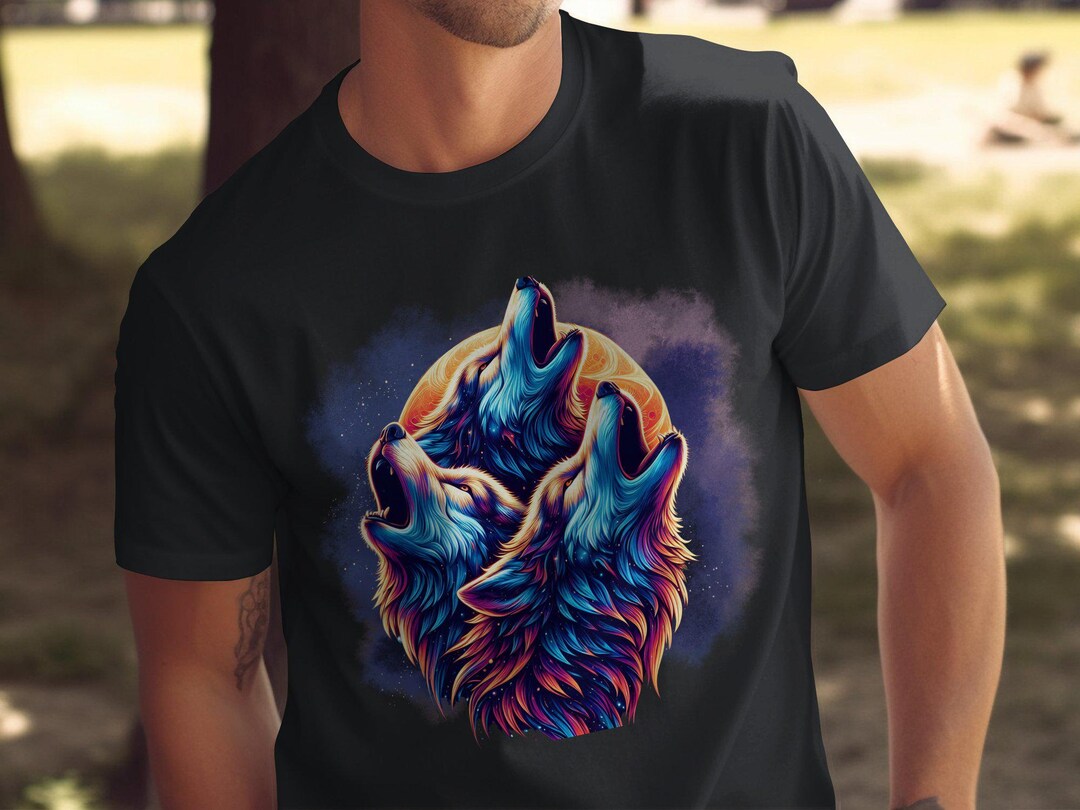 3 Wolf Moon T Shirt Howling Wolves Meme Gift 3 Wolf Howling Moon Shirt ...