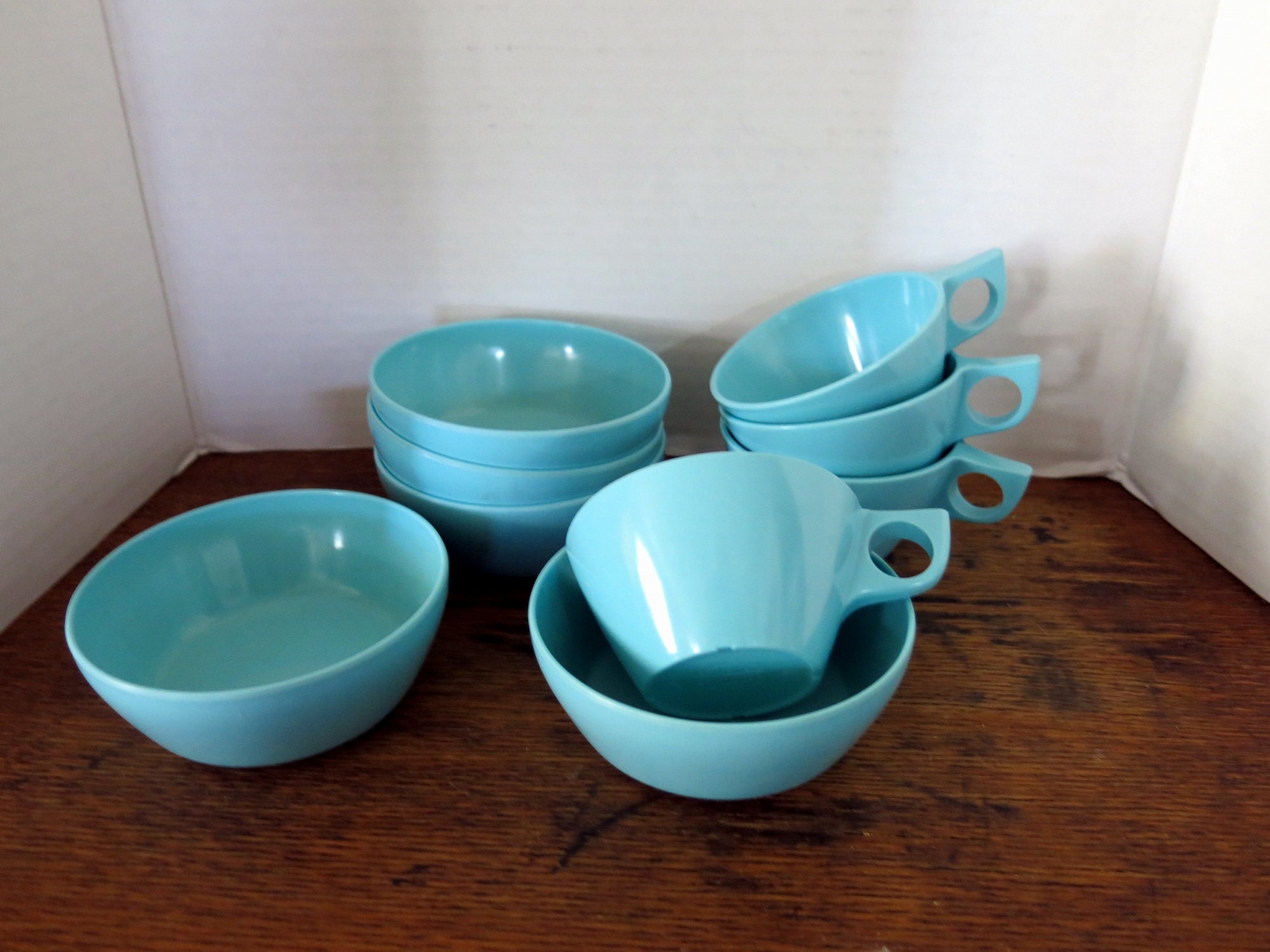Set of 5 Texas Ware Bowls and 4 Coffee Cups, Turquoise - Etsy