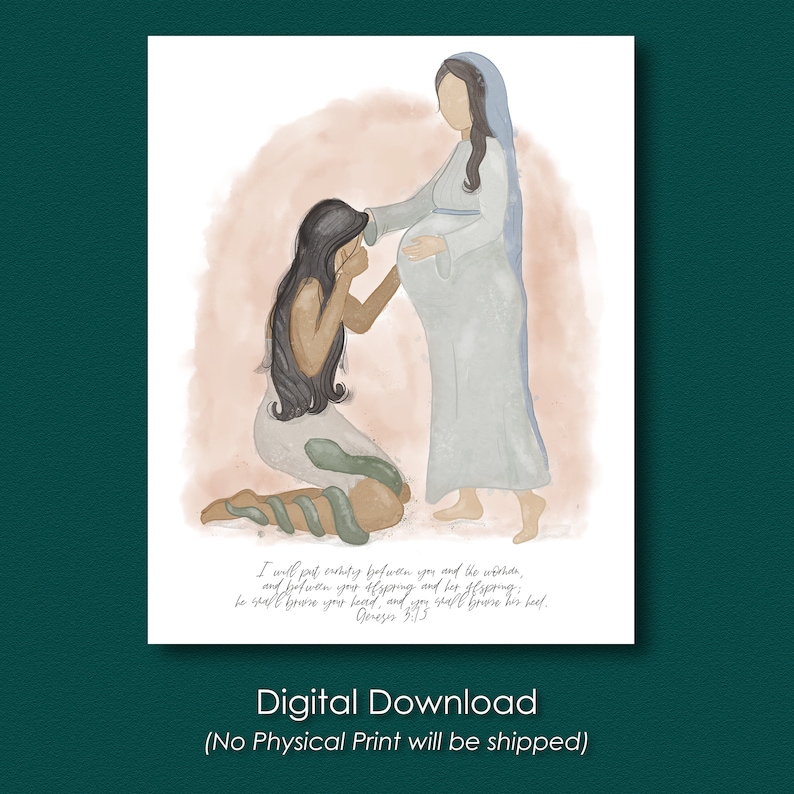 Eve and Mary | Christian Art Print | Bible Verse Art | Christian Wall ...