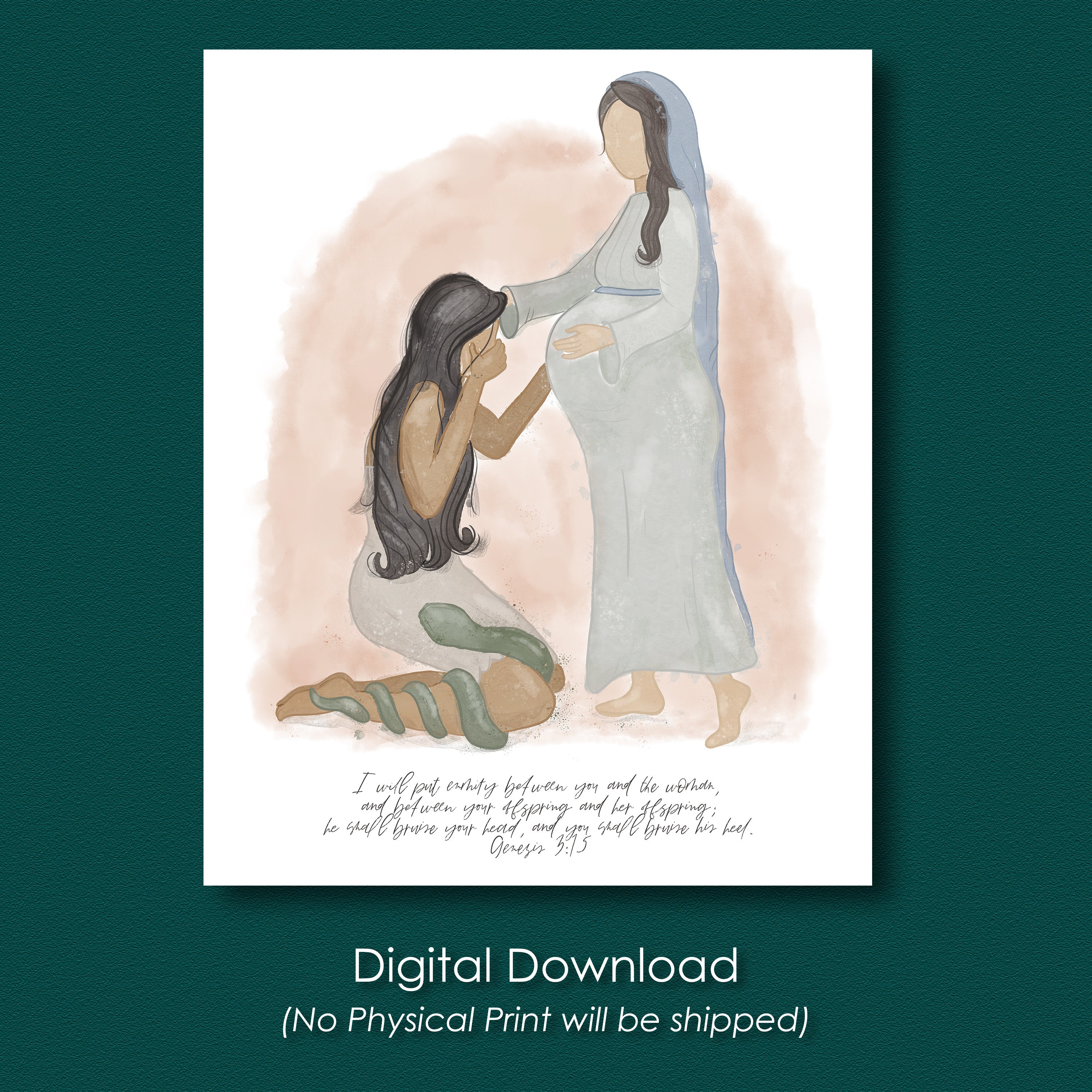 Eve and Mary | Christian Art Print | Bible Verse Art | Christian Wall ...