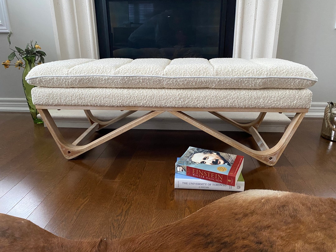 Upholstered Bedroom Hendraheim Ottoman Bench in Boucle White - Etsy
