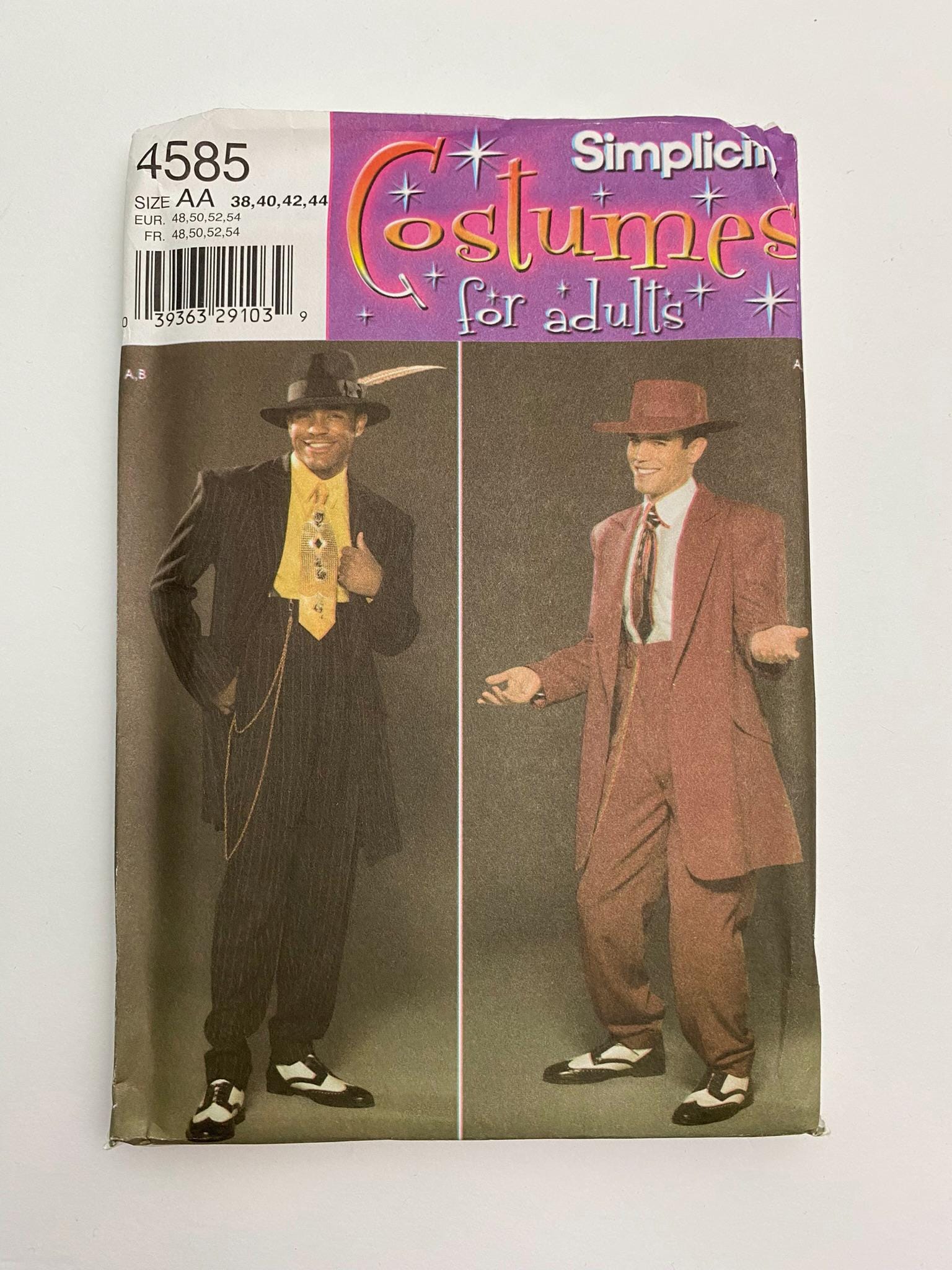 Simplicity 4585 Men’s 1940s Zoot Suit Costume Pattern Uncut Size AA (38 ...