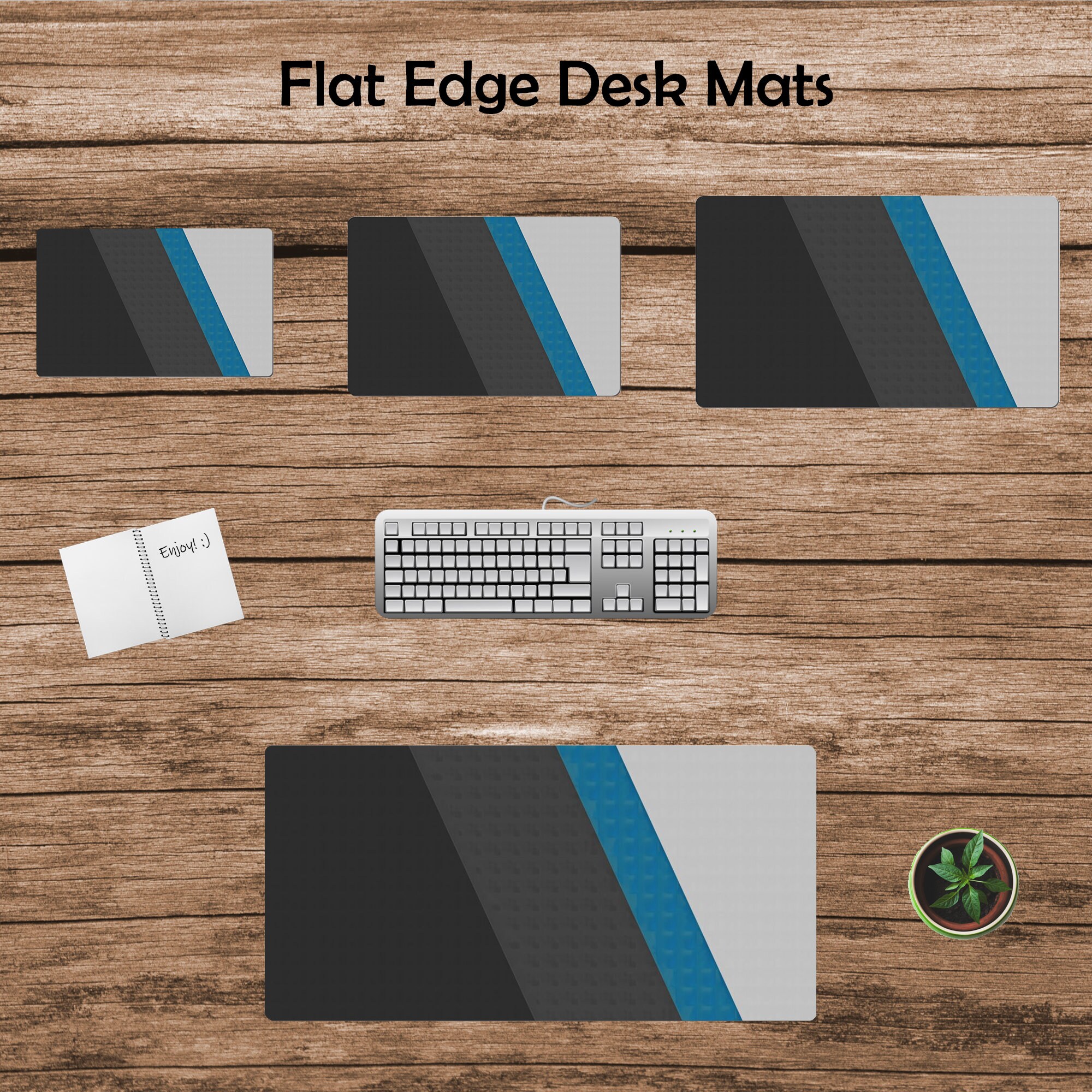 Abstract Gray & Blue Desk Mat: Modern Geometric Office Decor - Etsy