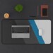 Abstract Gray & Blue Desk Mat: Modern Geometric Office Decor - Etsy