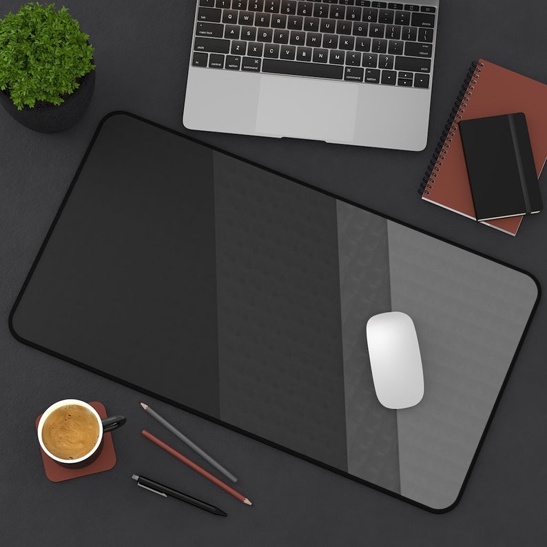 Monochrome Gray Abstract Desk Mat, Geometric Gradient Office Desk Pad ...