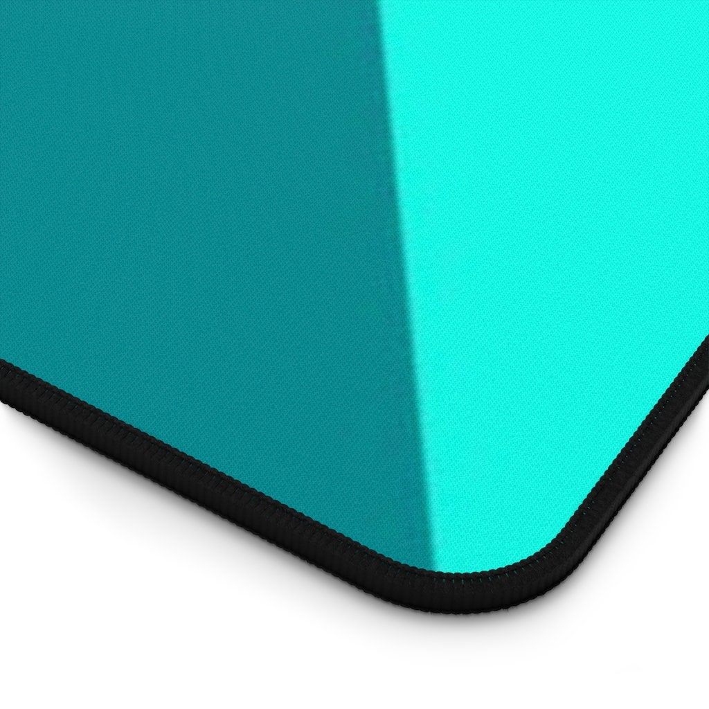 Gray Blue Abstract Desk Mat, Modern Teal Geometric Office Desk Pad ...