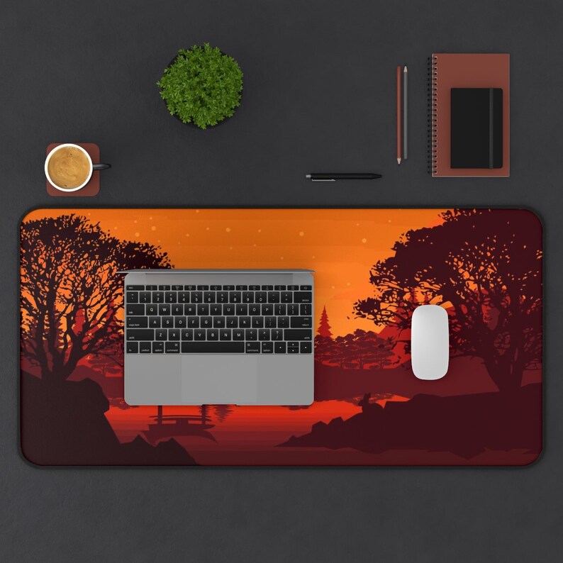 Japanese Forest Sunset Desk Mat Gaming Office Colorful - Etsy