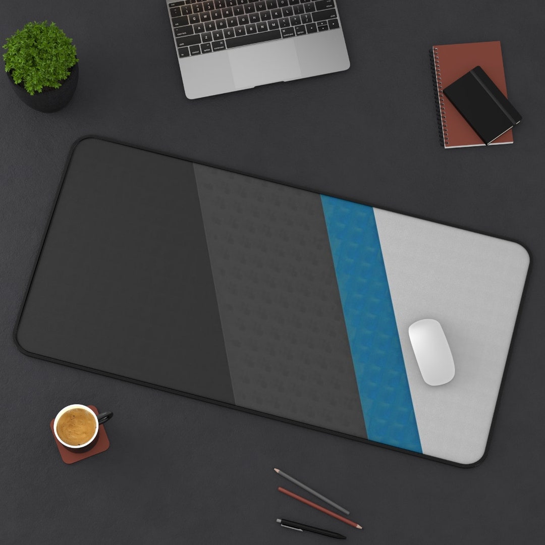 Abstract Gray & Blue Desk Mat: Modern Geometric Office Decor - Etsy