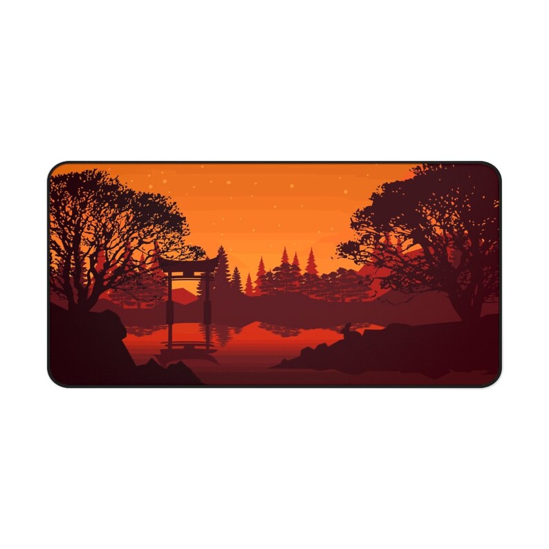 Japanese Forest Sunset Desk Mat Gaming Office Colorful - Etsy