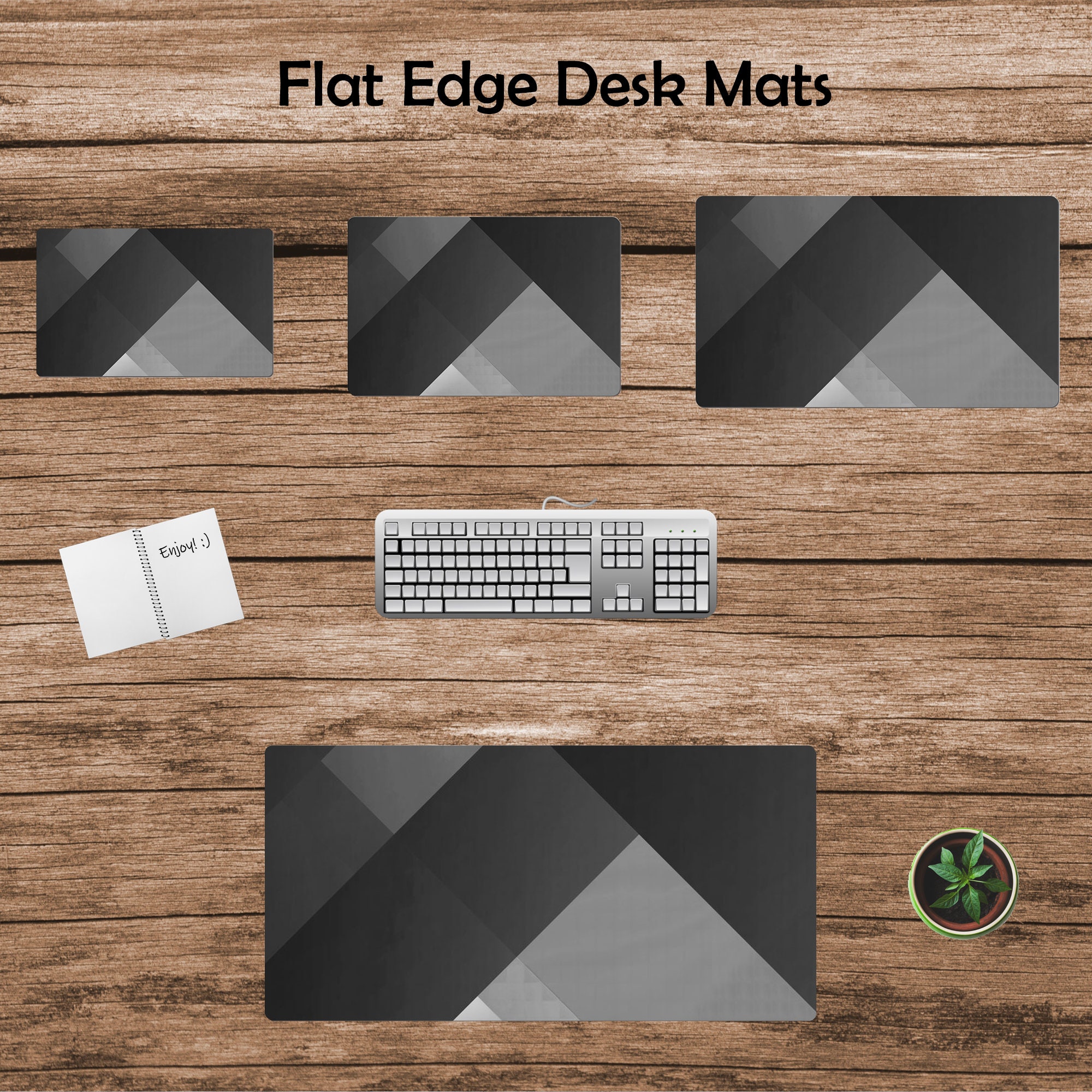 Abstract Geometric Desk Mat: Monochrome Black and White Office Decor - Etsy