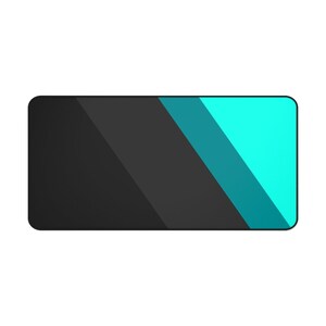Gray Blue Abstract Desk Mat, Modern Teal Geometric Office Desk Pad ...