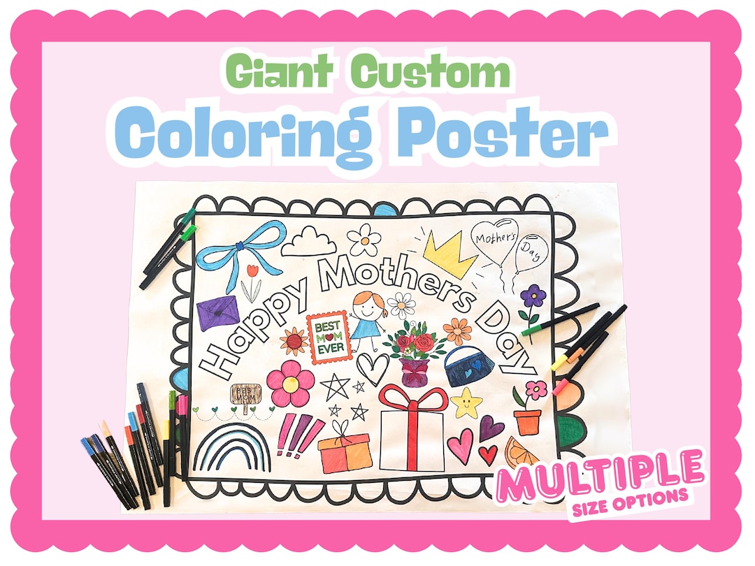 Giant Personalized Birthday Coloring Poster – Custom Doodles, Party ...