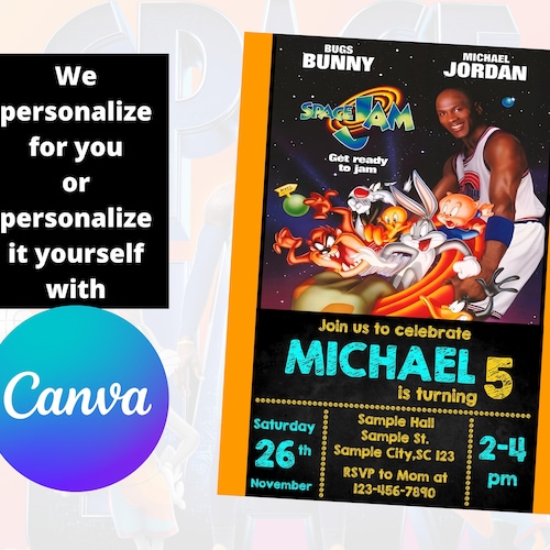 Space Jam 2 Birthday Invitation Space Jam A New Legacy - Etsy