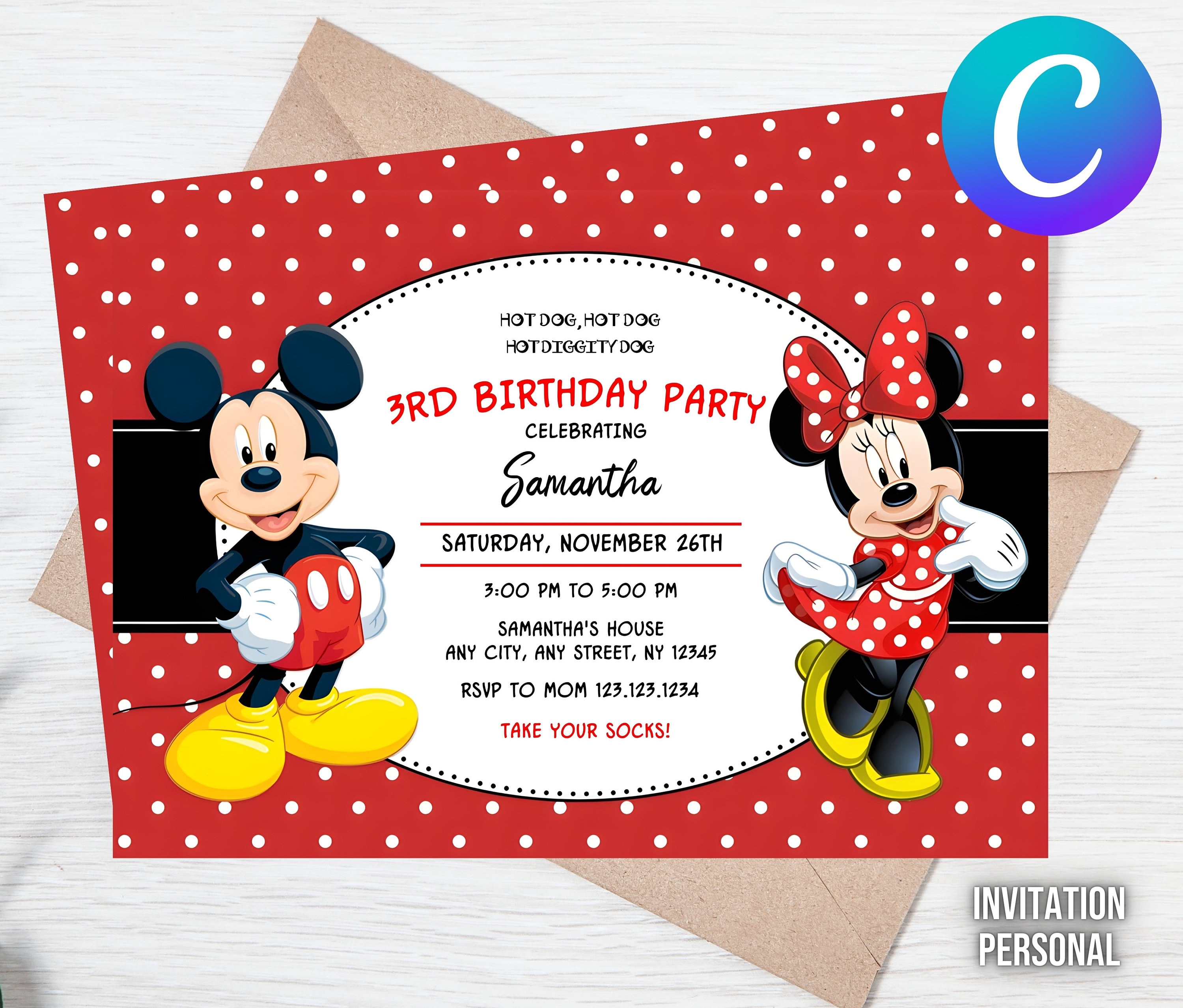 Personalized and Editable Minnie Mouse Invitation | Mickey Mouse ...