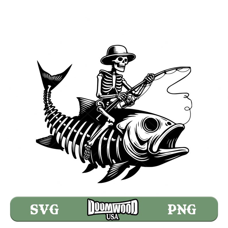 Skeleton Fisherman Svg Png Fish Bones Svg - Etsy