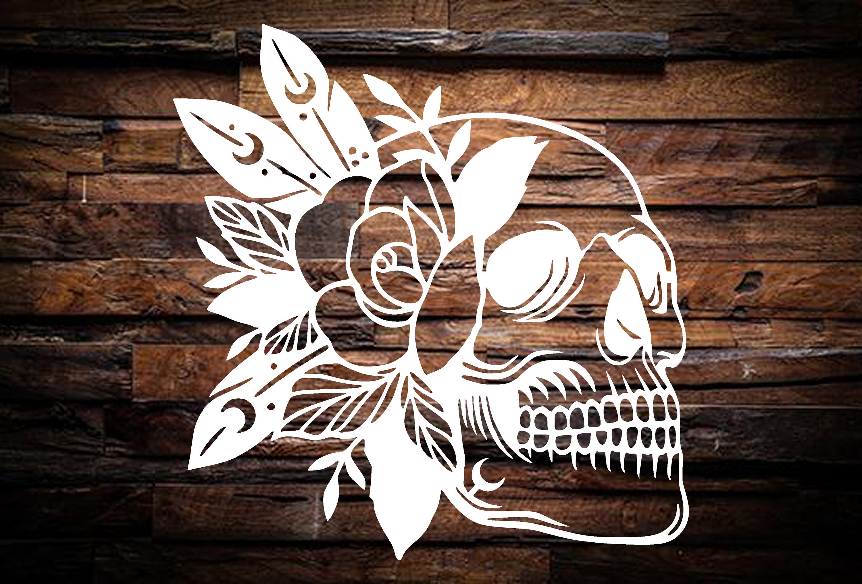 Rose Skull DXF SVG - Etsy