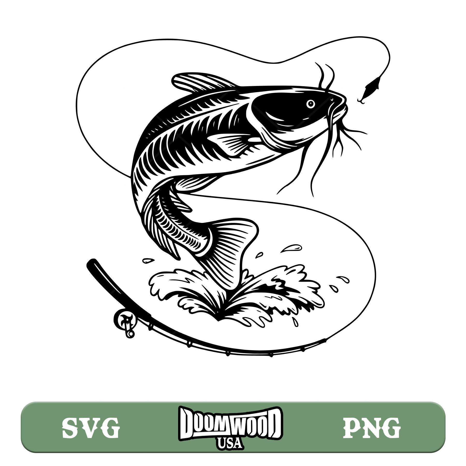Cat Fishing Svg Png Fisherman Fish Catfish Svg - Etsy