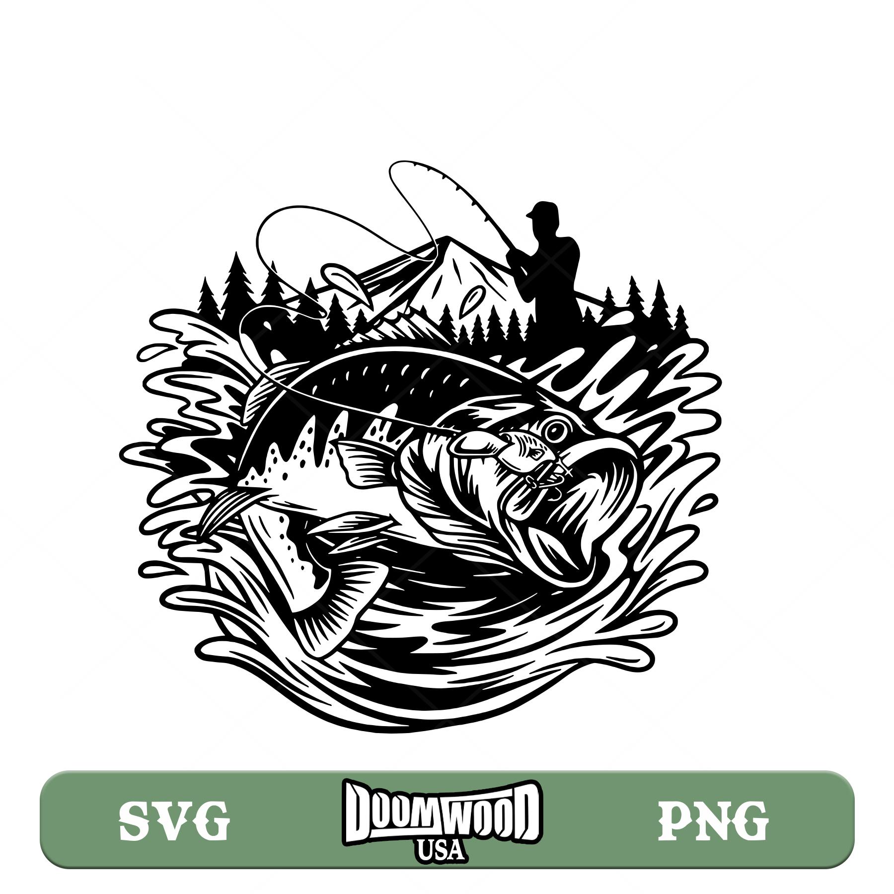 Bass Fisher Svg Png Fisherman Fishing Fish Svg Bass Largemouth ...